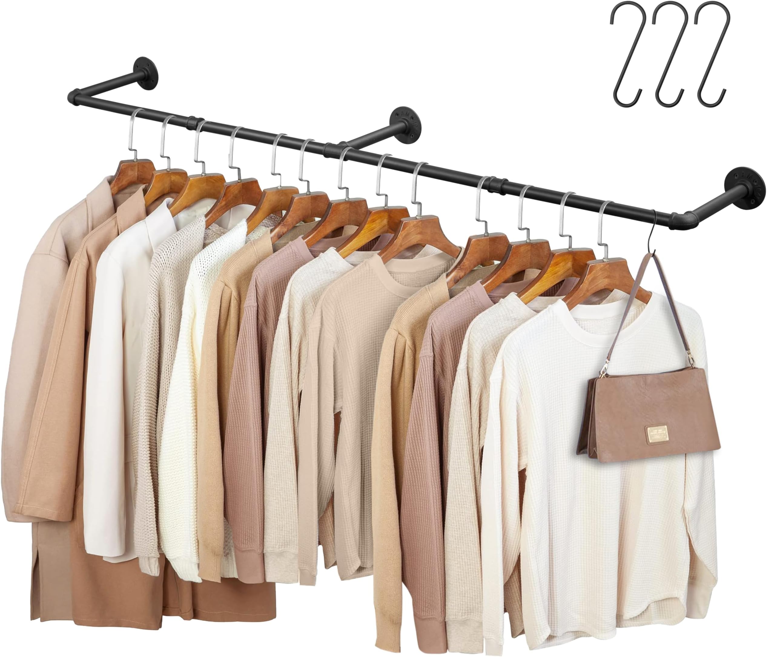 Amazon.com: ZOMONETI 75 Inches Clothes Rack, Industrial Pipe Wall ...