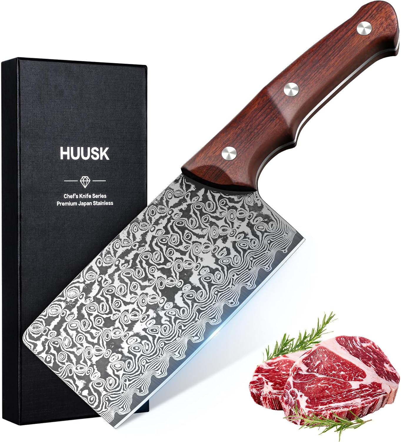 Amazon.com: Huusk Meat Cleaver Knife 5.5" Japanese Butcher Knife for Meat Cutting Vegetable ...