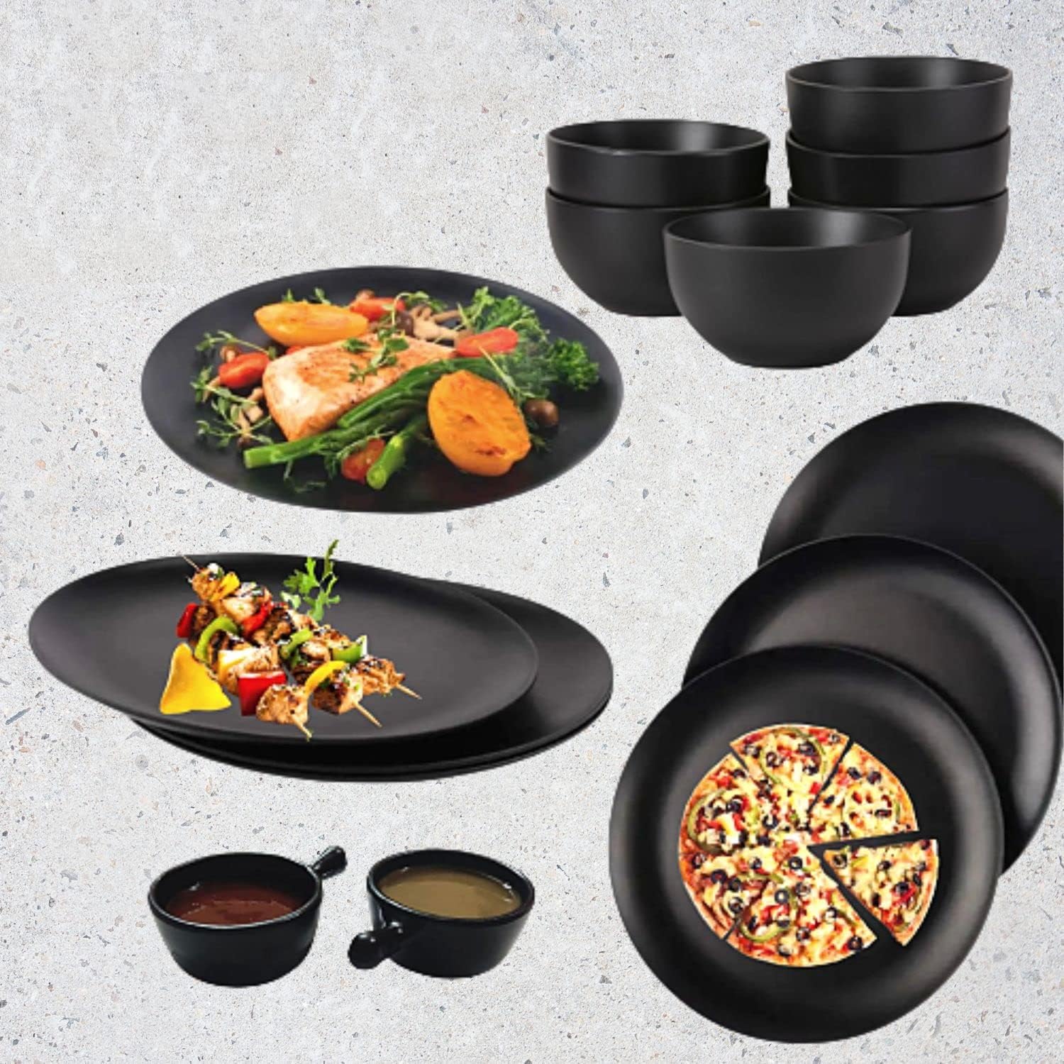 Buy ECOSPIT CONTAINER Pack of 12 Black Regular Melamine Dinner Set ...