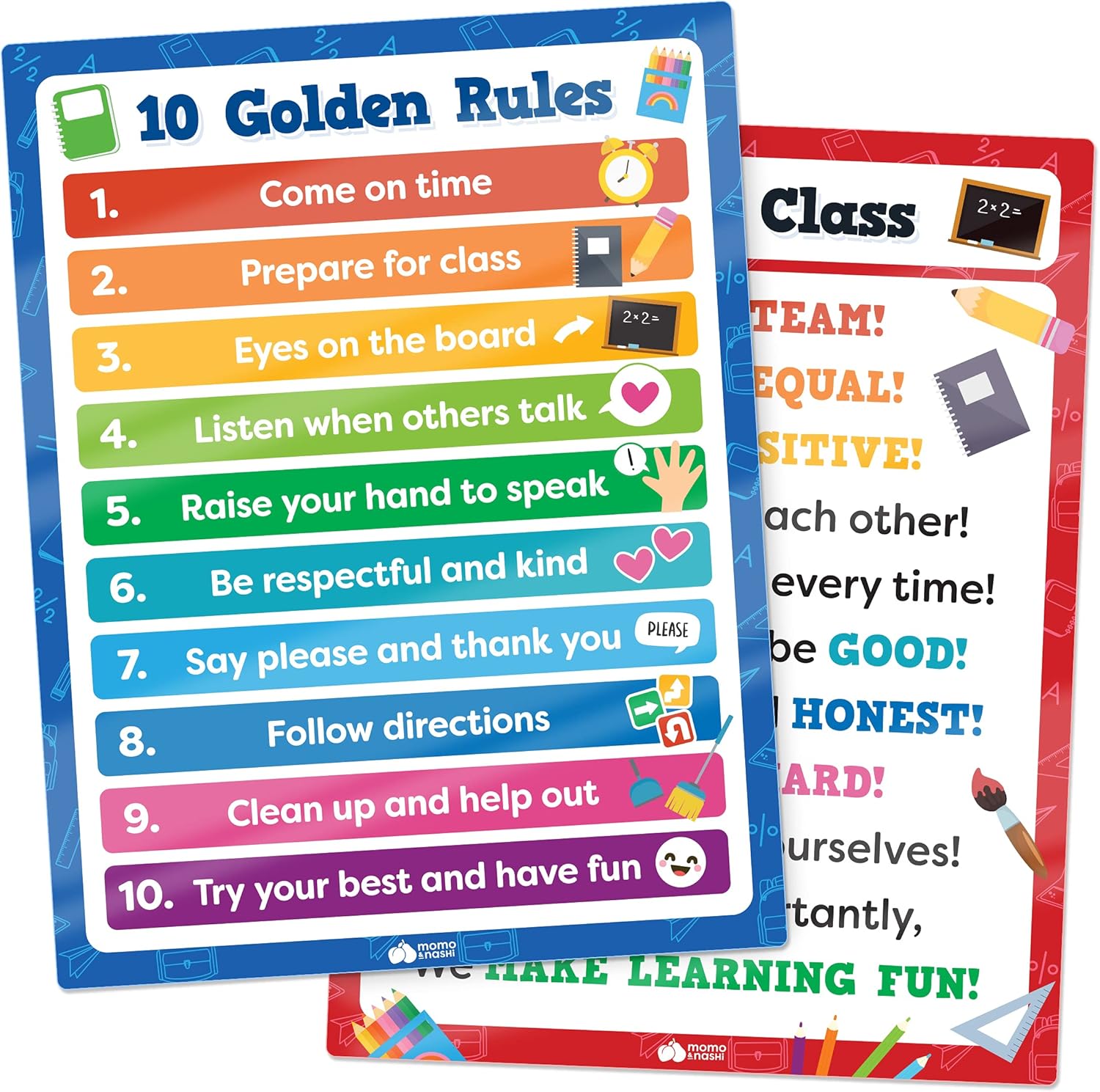 Amazon.com: Momo & Nashi Classroom Rules Posters For Kindergarten ...