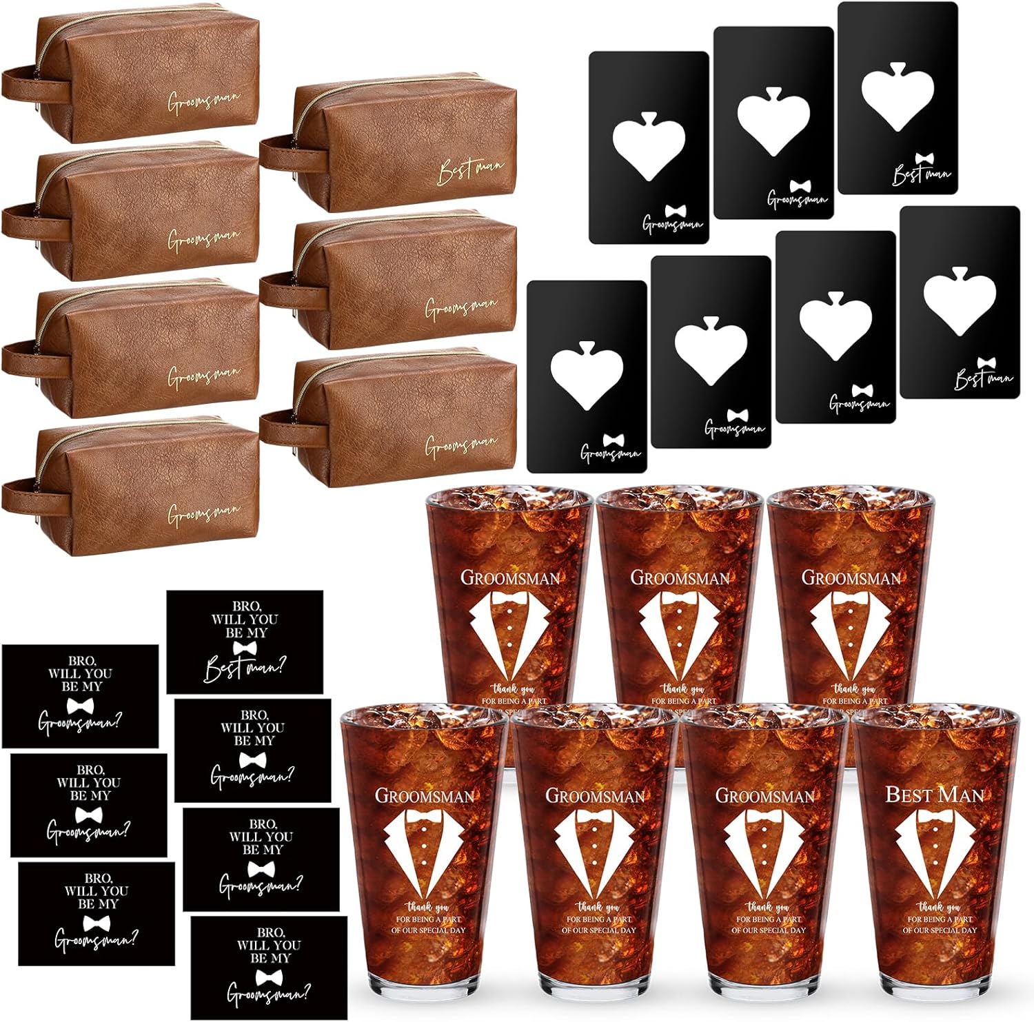 Amazon.com: Sliner 7 Sets Groomsmen Gifts Set 16 Oz Beer Glass Cup ...
