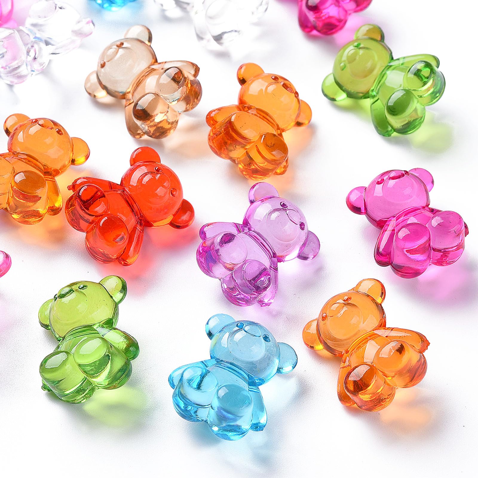 Amazon.com: Beadthoven 100pcs Acrylic Bear Beads with Hole Transparent ...