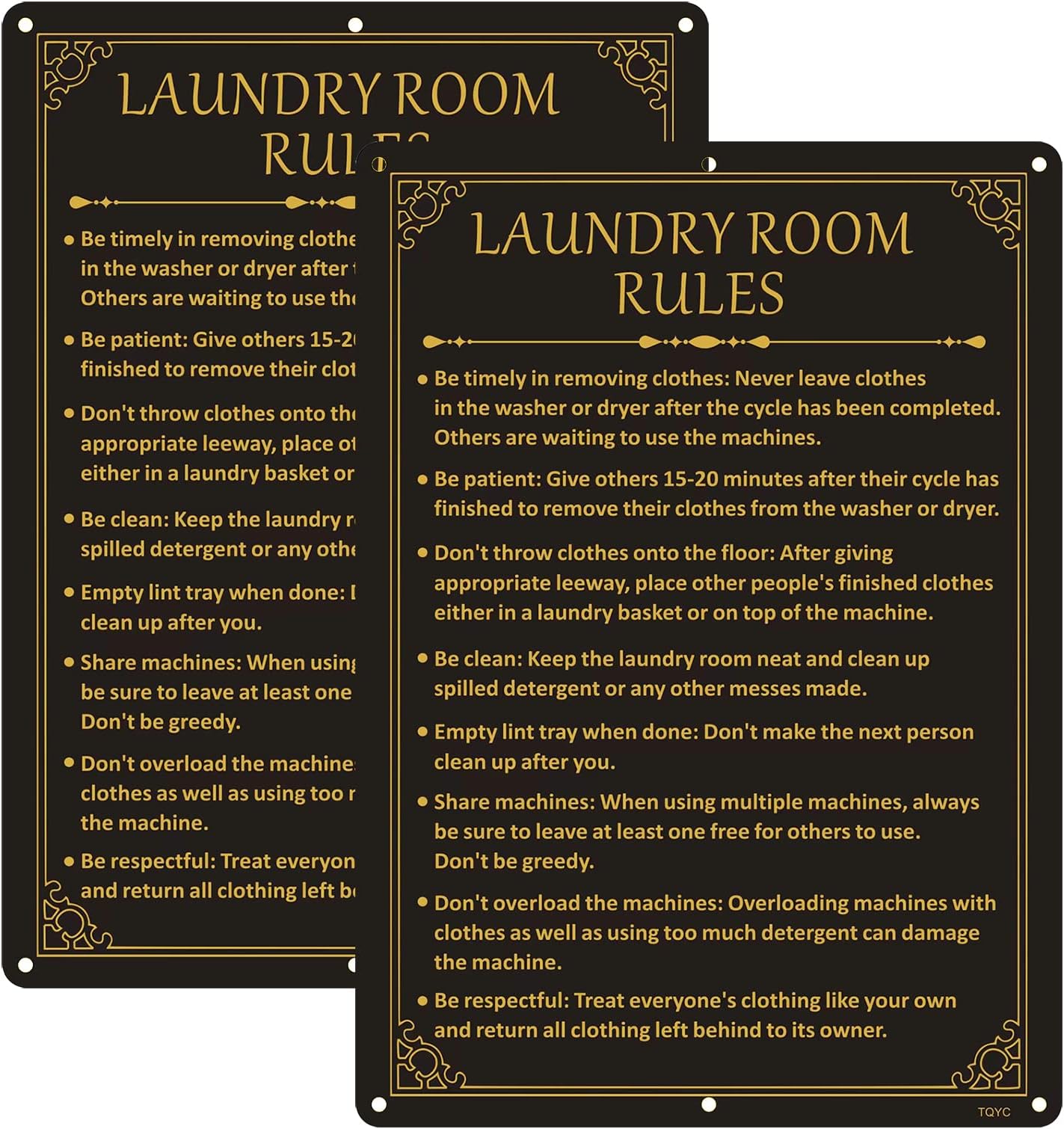 Amazon.com: TQYC Laundry Room Rules Sign, 2-Pack 14” x 10” Rust Free ...
