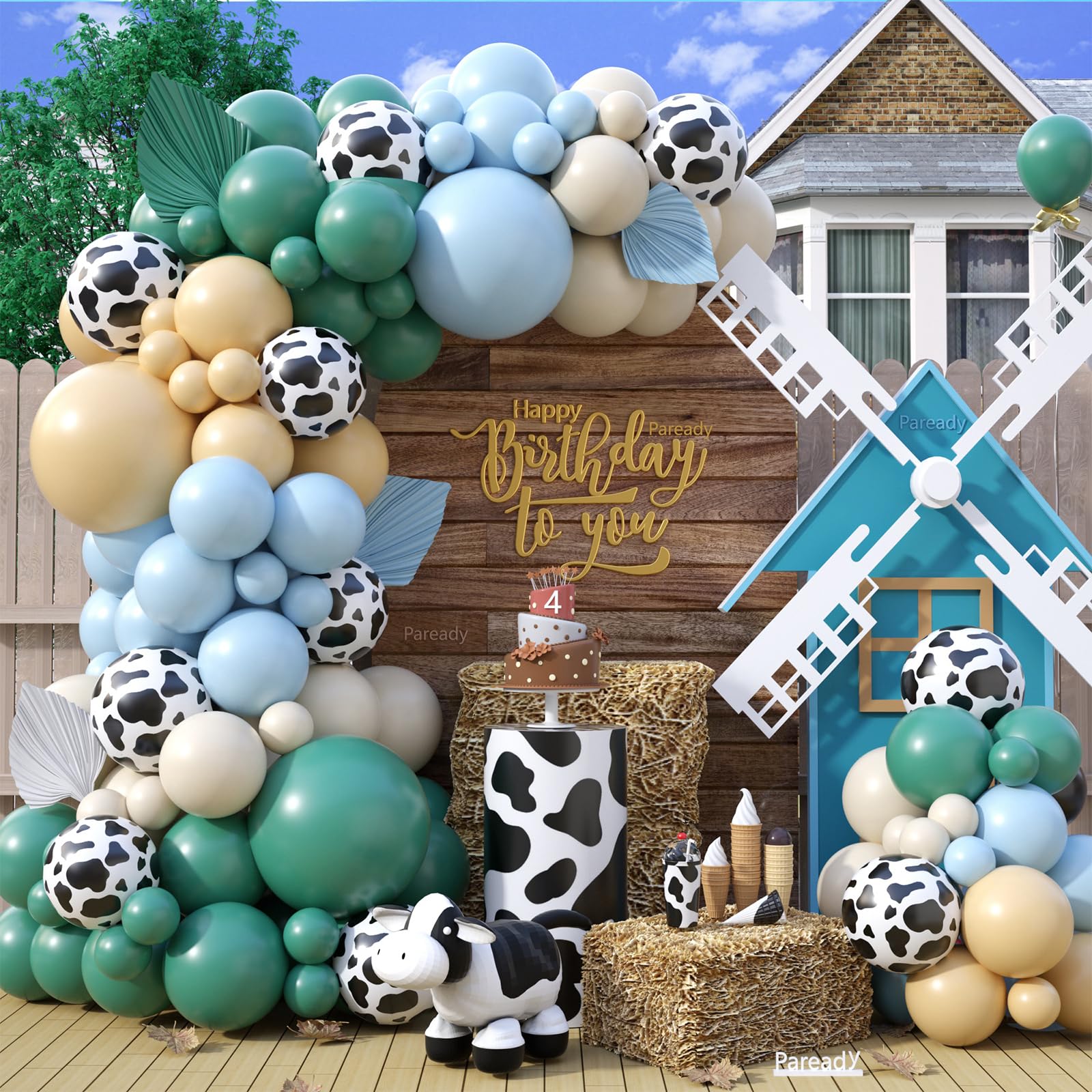 Amazon.com: Farm Balloon Arch Kit, 120pcs Cow Balloons Garland Kit ...