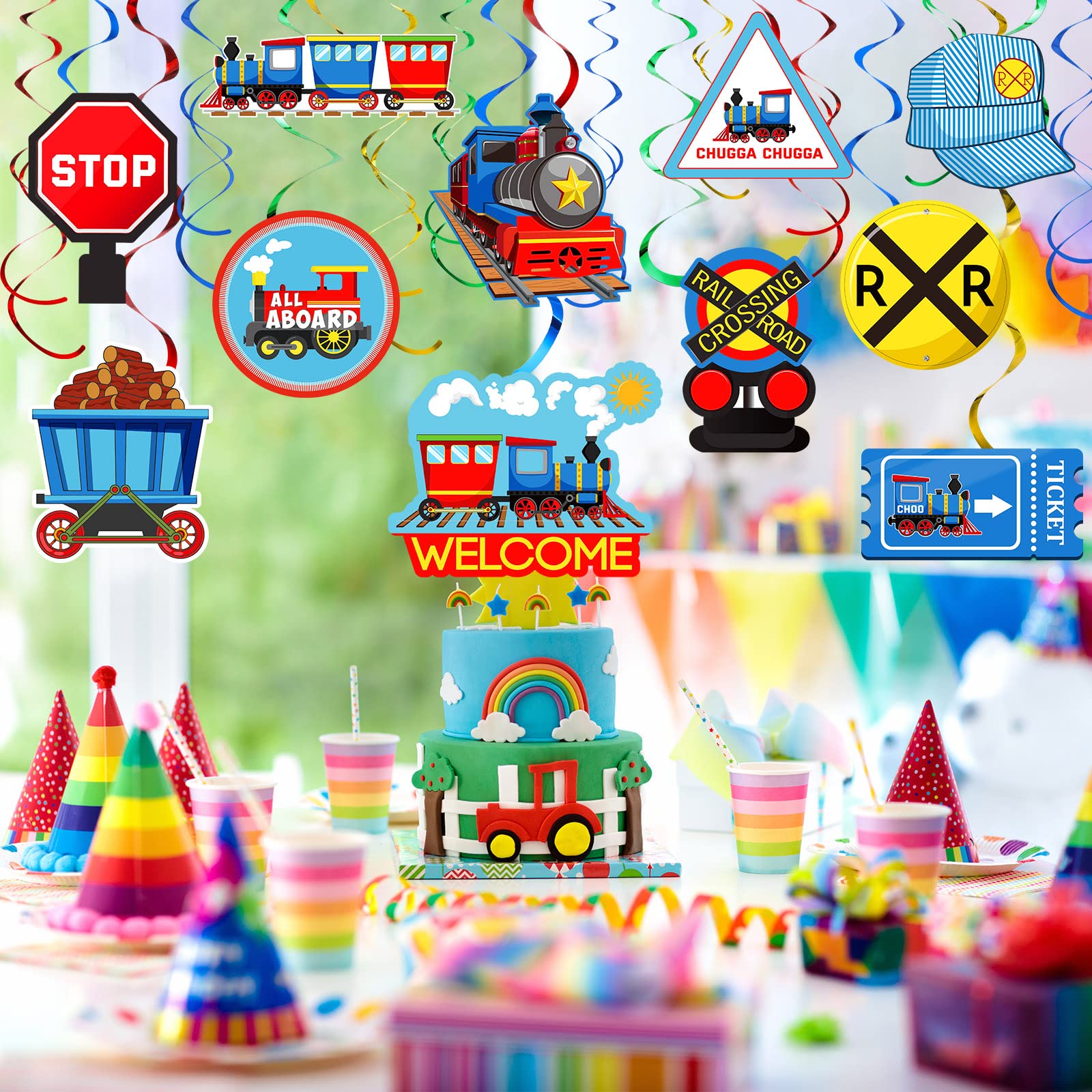 Snapklik.com : 51 Pieces Train Birthday Decorations Transportation ...