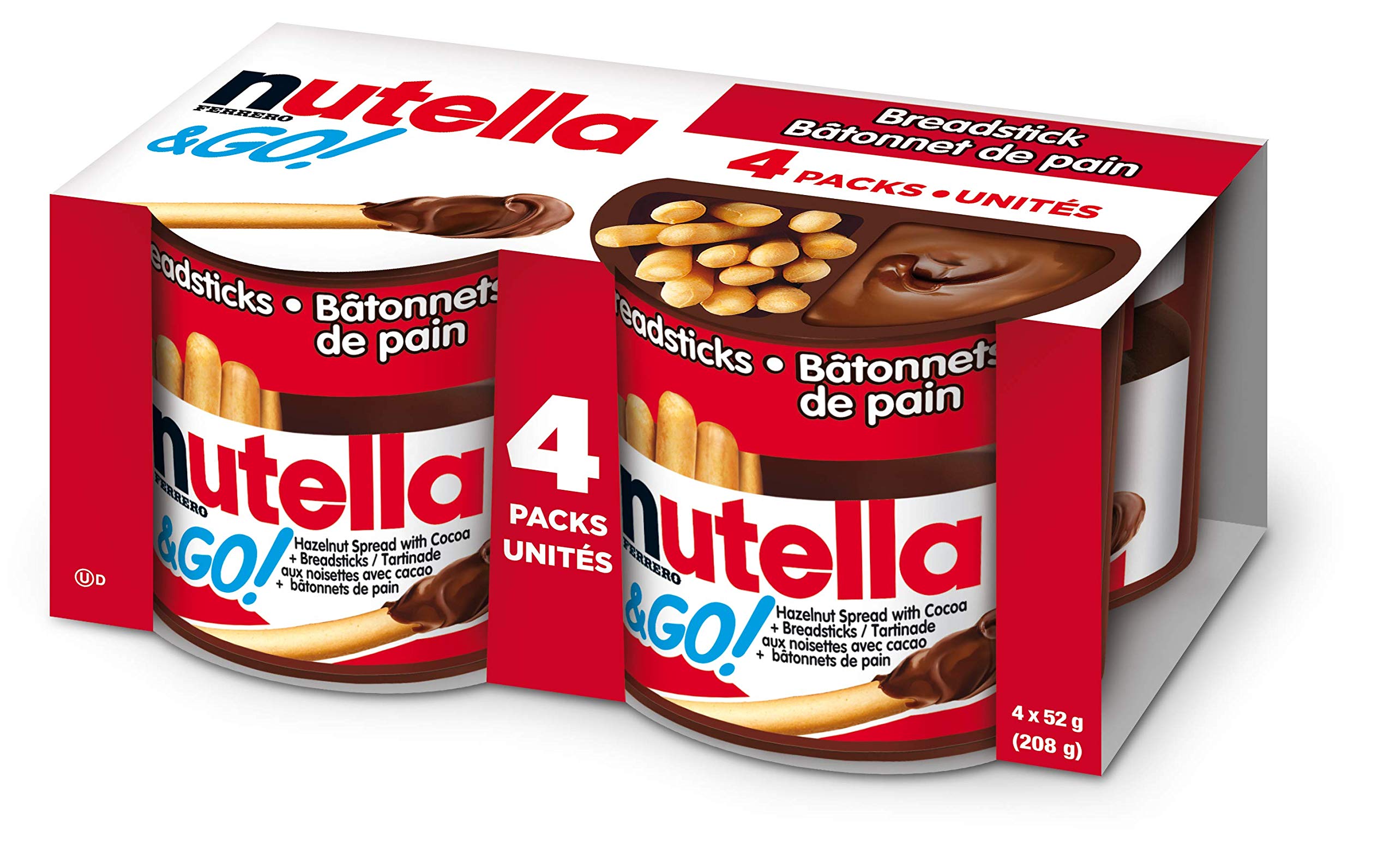 NUTELLA & GO! Hazelnut And Cocoa Spread With Breadsticks, Snack Packs ...