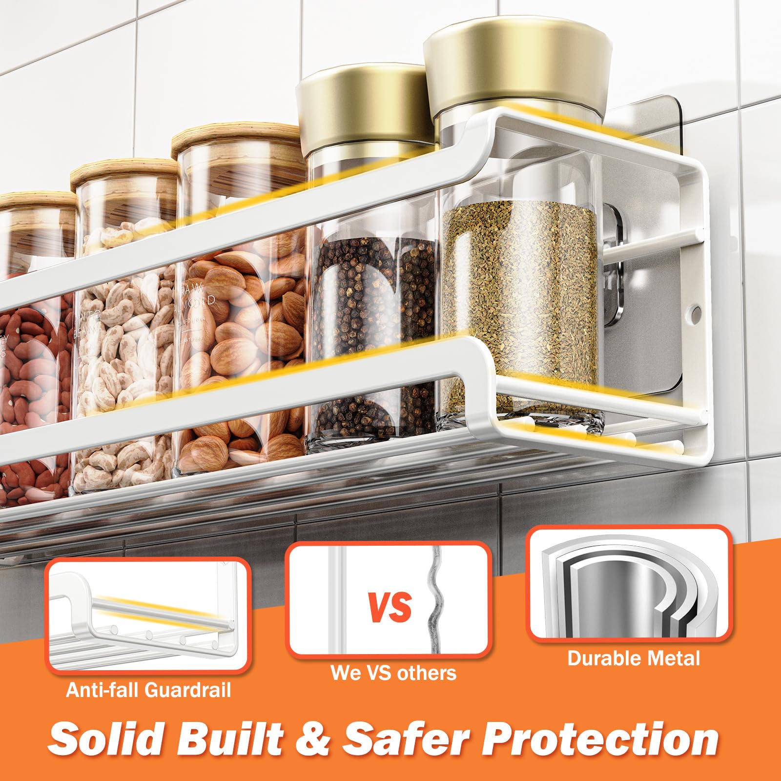 Snapklik.com : Spice Rack Wall Mounted 4 Pack, Space-Saving Spice ...