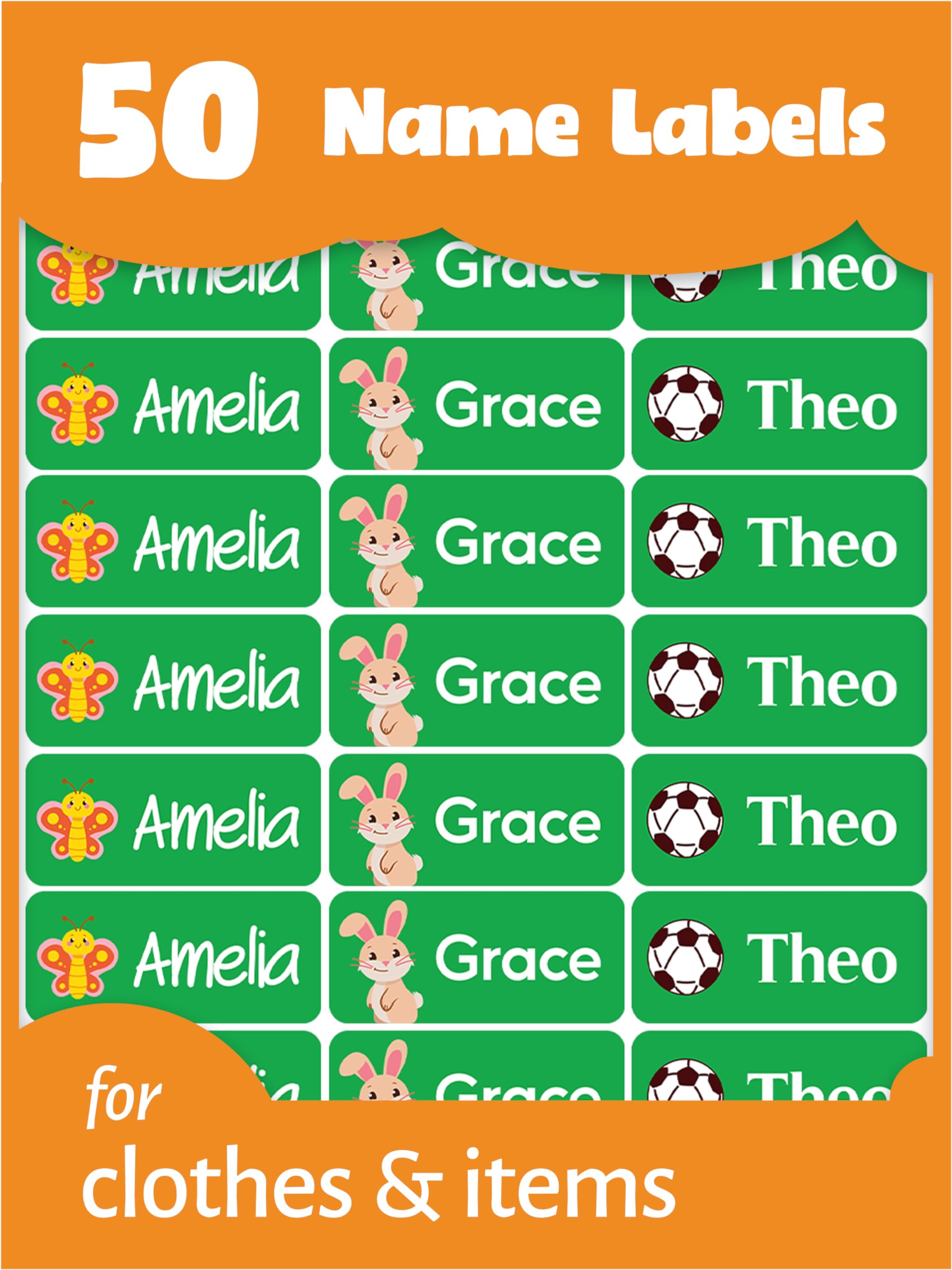 Amazon.com : LabelTiger® Personalized Name Labels for Kids - 50 Labels ...