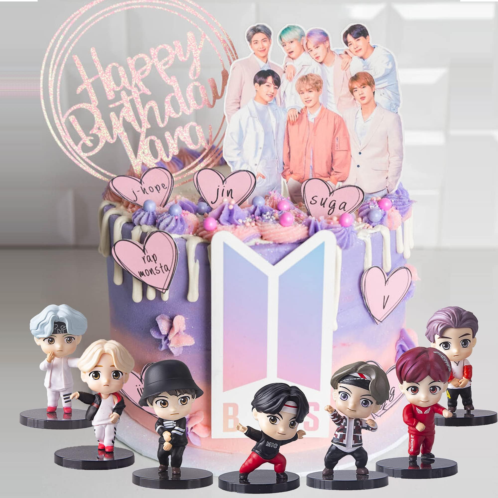 Amazon.com: MC TTL 7PCS BTS cake toppers Characters set of Action ...