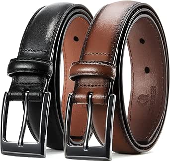 CHAOREN Mens Dress Belt 2 Pack - 1 1/8" Leather Belt for Men - Perfect Companion to Mens Dress ...