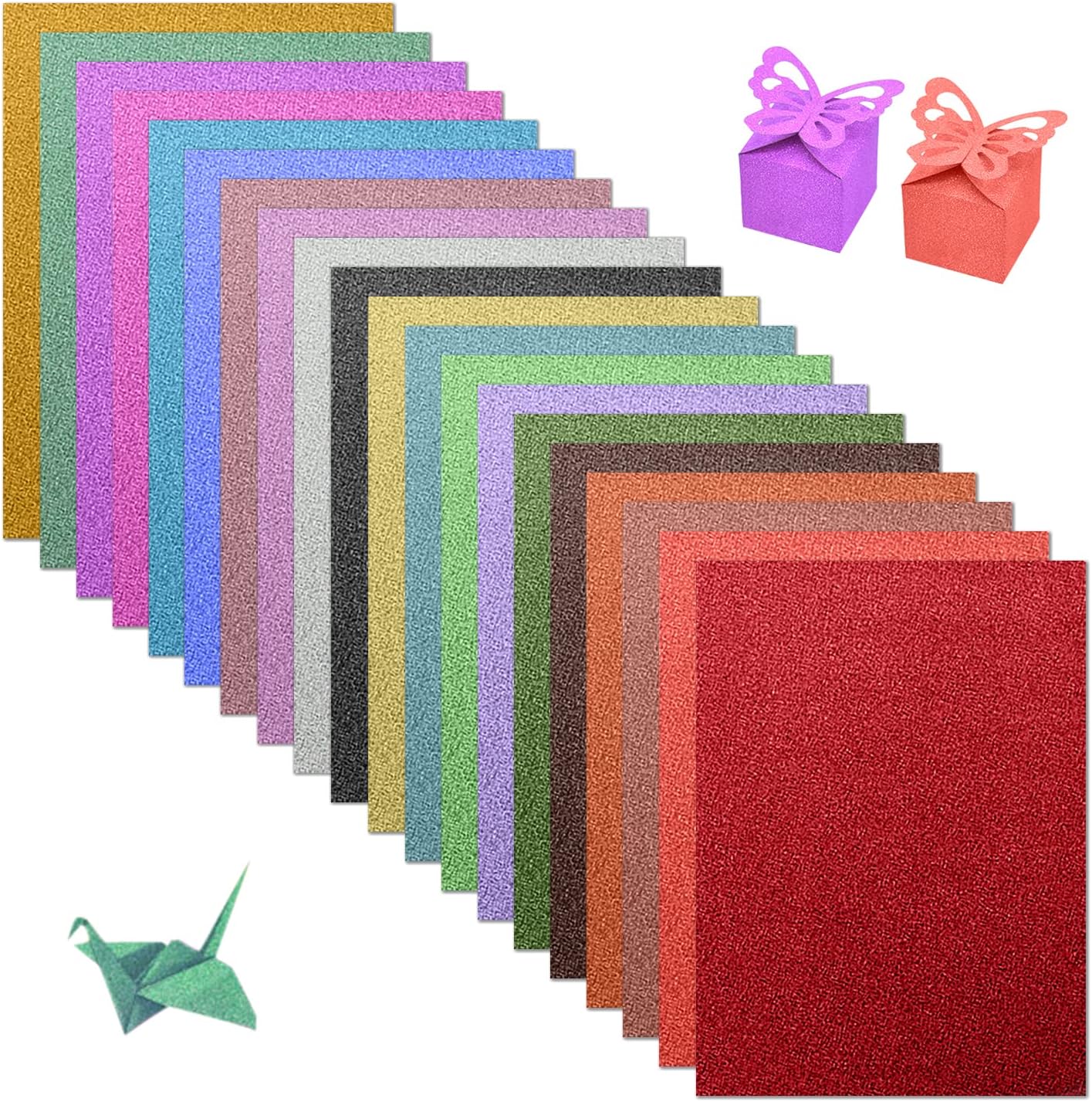 20 PCS of A4 Glitter Craft Paper, 20 Colors, DIY Glitter Paper Card ...