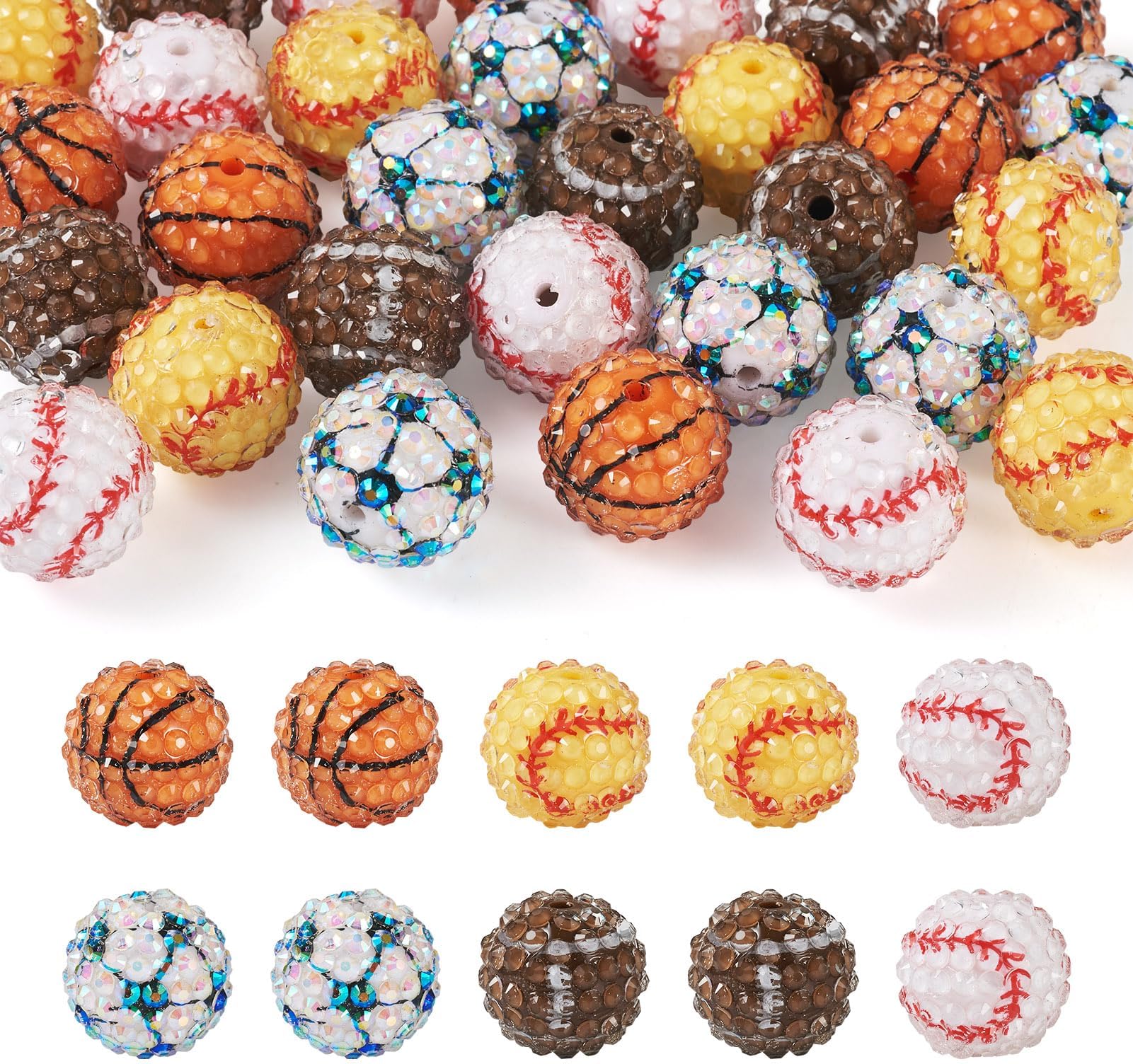 Amazon.com: Pandahall 30Pcs Rhinestone Bead Crystal Pave Disco Ball ...