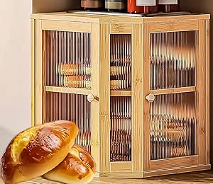 Corner Bread Box for Kitchen Countertop - Airtight Design Extra Large ...