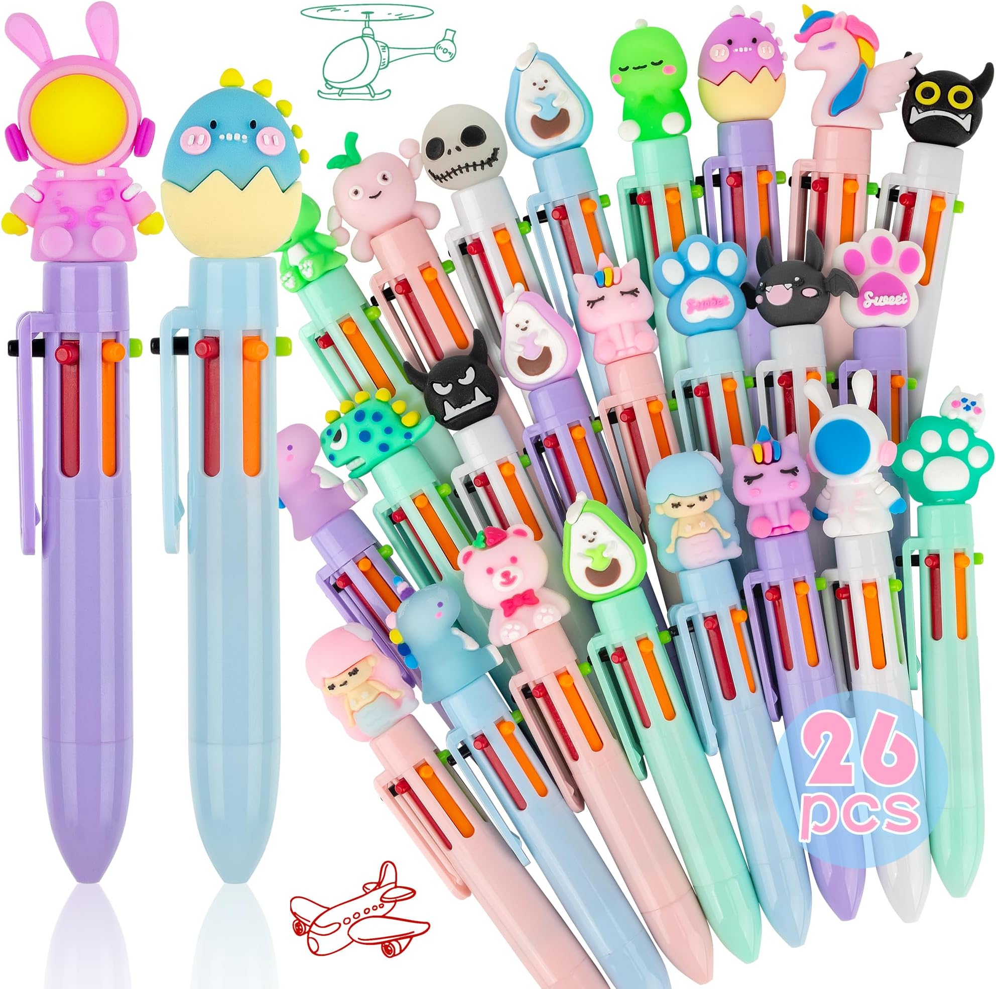 Amazon.com : 26 Pack Multicolor Pen in one - 6-in-1, Fun Pens for Kids ...