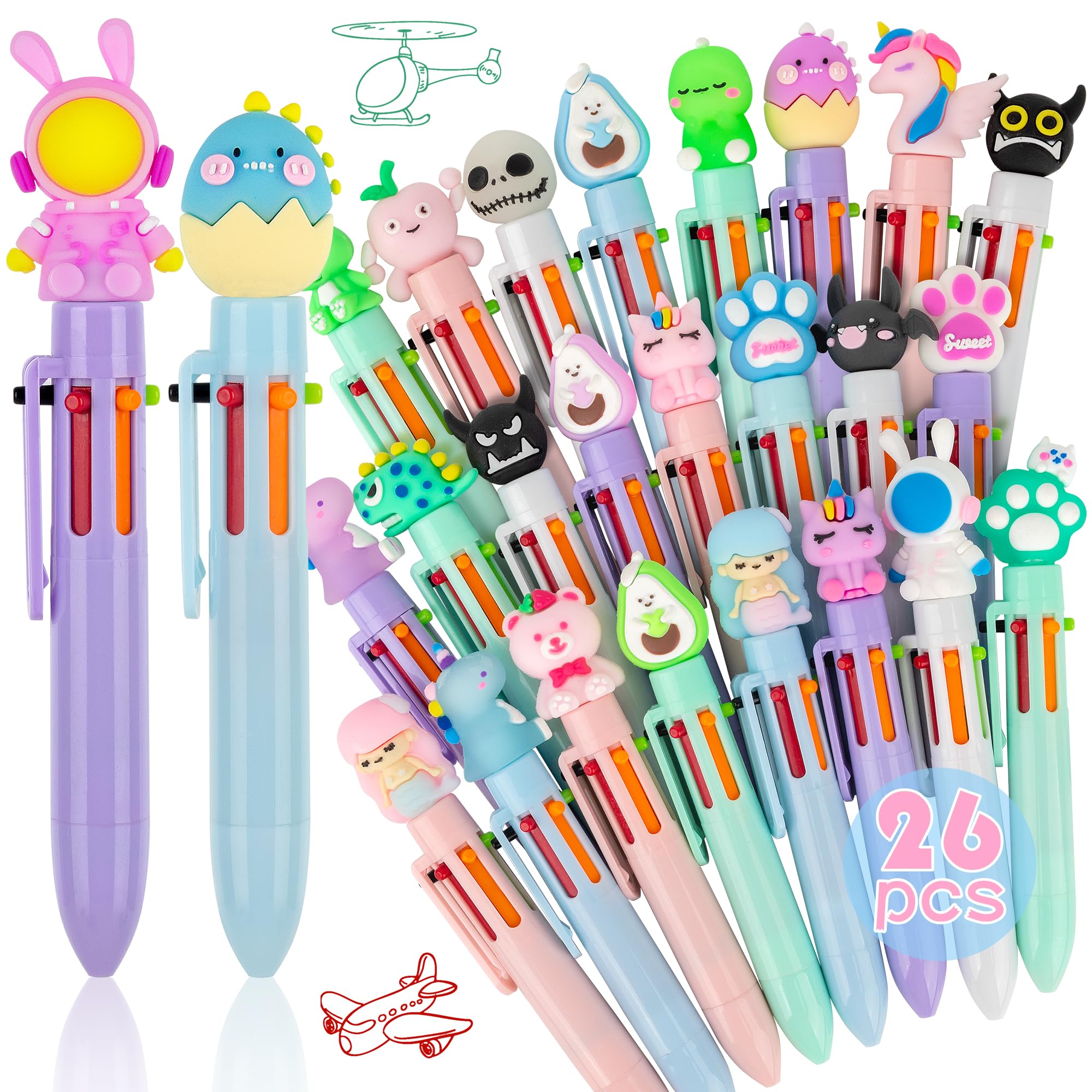 Amazon.com : 26 Pack Multicolor Pen in one - 6-in-1, Fun Pens for Kids ...