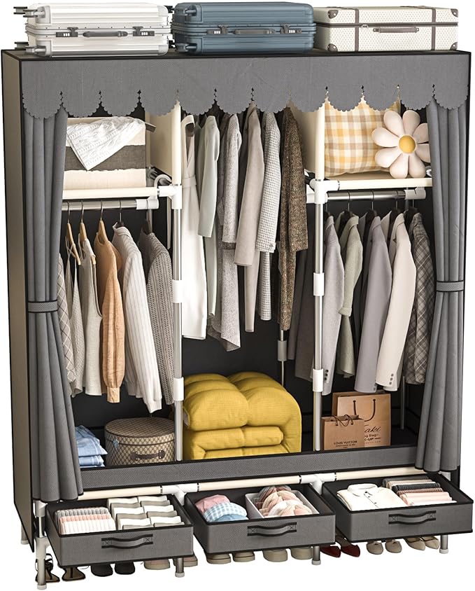 Amazon.com: LEAIJIAFY Portable Armoire Wardrobe Closet with 3 Drawers ...
