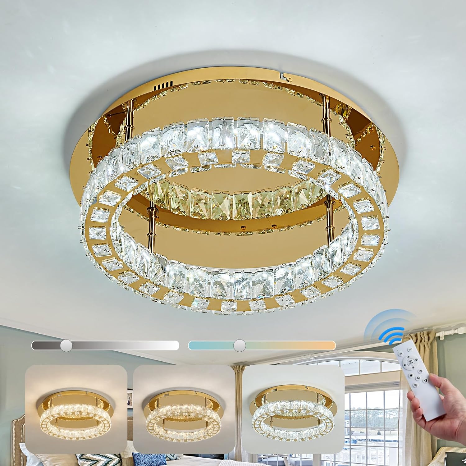 Amazon.com: YYJLX Modern Led Ceiling Light Fixture with Remote Control ...