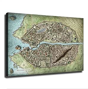 Amazon.com: Neverwinter Tropical Seaside City Map Classic Vintage ...