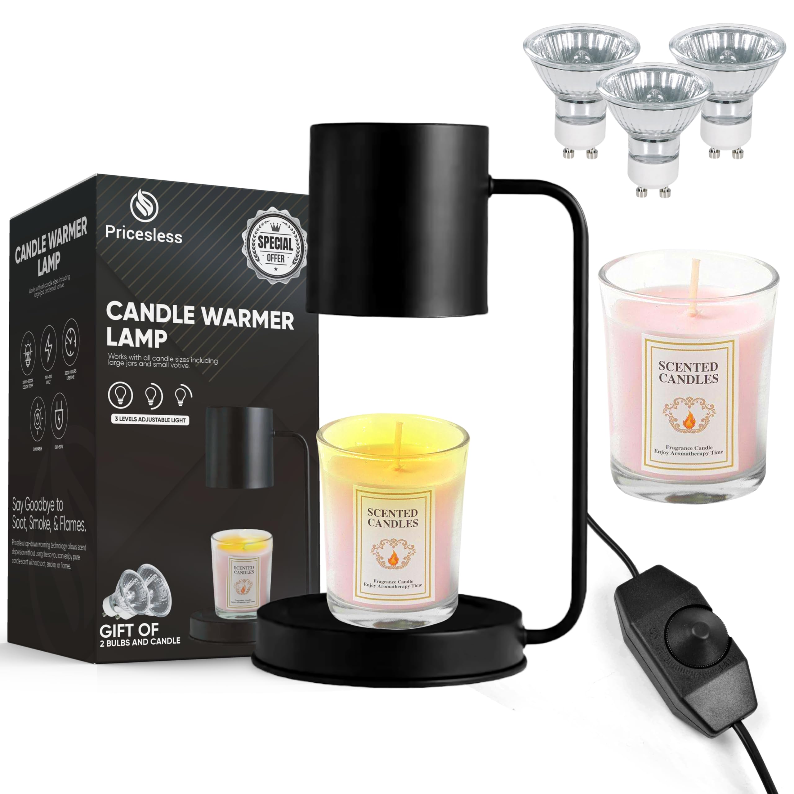 Amazon.com: Candle Warmer Lamp - 2 Bulbs and Rose Candle as Gift ...