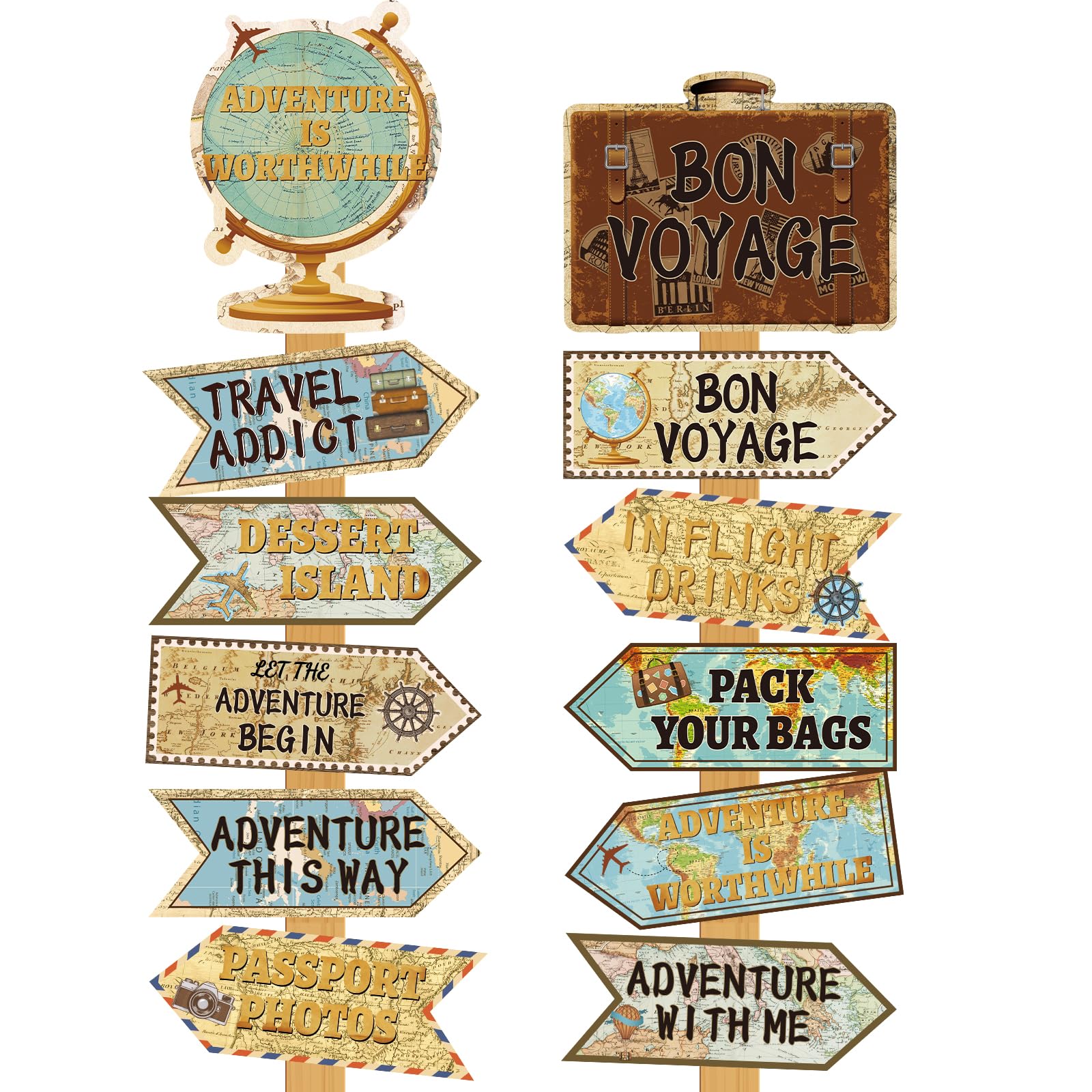 Amazon.com: 24Pcs Travel Themed Party Decorations Set Bon Voyage Yard ...
