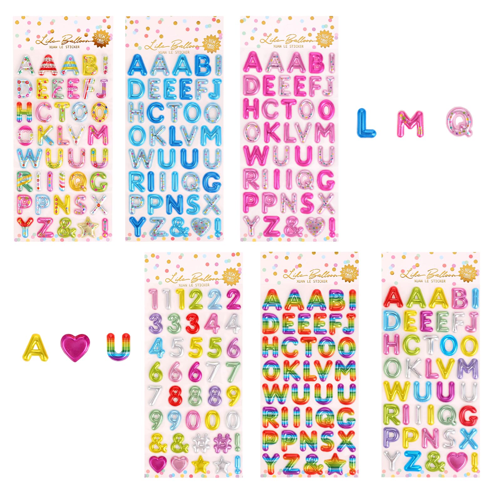 Amazon.com: 6 Sheets 240 Pcs 3D Puffy Stickers Number Alphabet Stickers ...