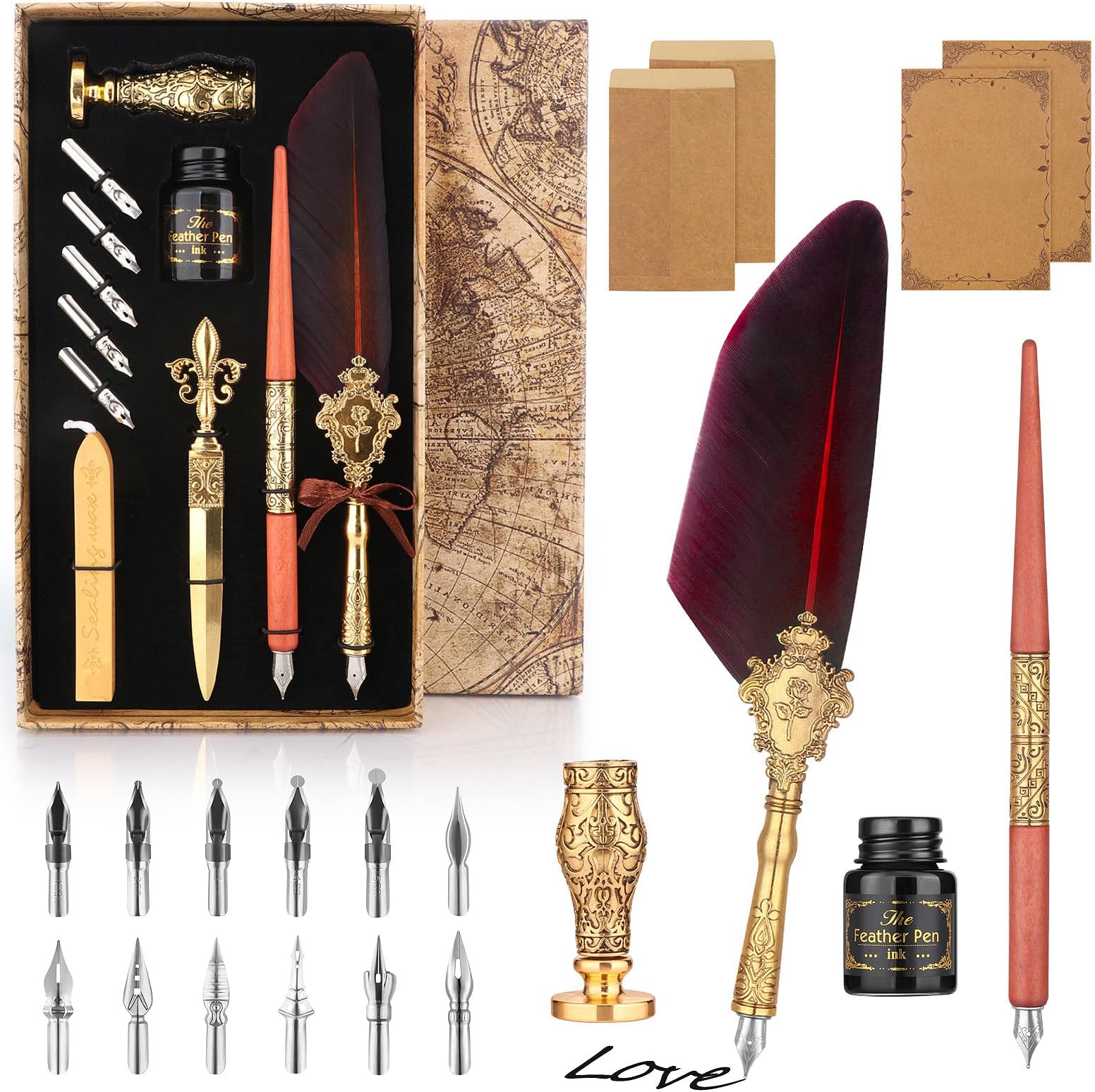 Amazon.com : Feather Quill Pen and Ink Set 27Pcs Calligraphy Pens ...