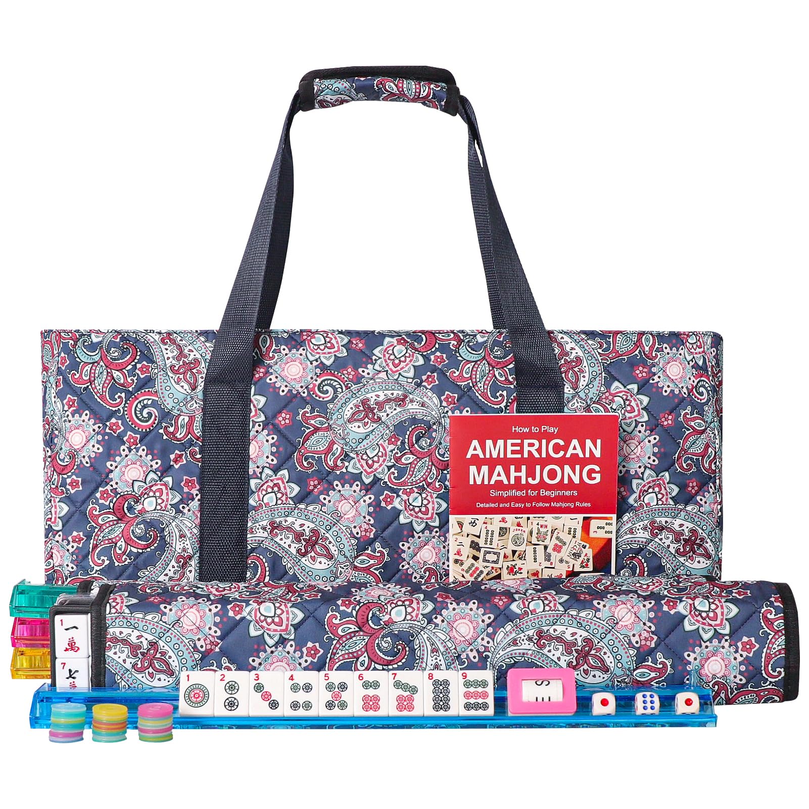 Amazon.com: GUSTARIA American Mahjong Game Set, 166 White Tiles, 4 All-in-One Color Rack/Pushers ...