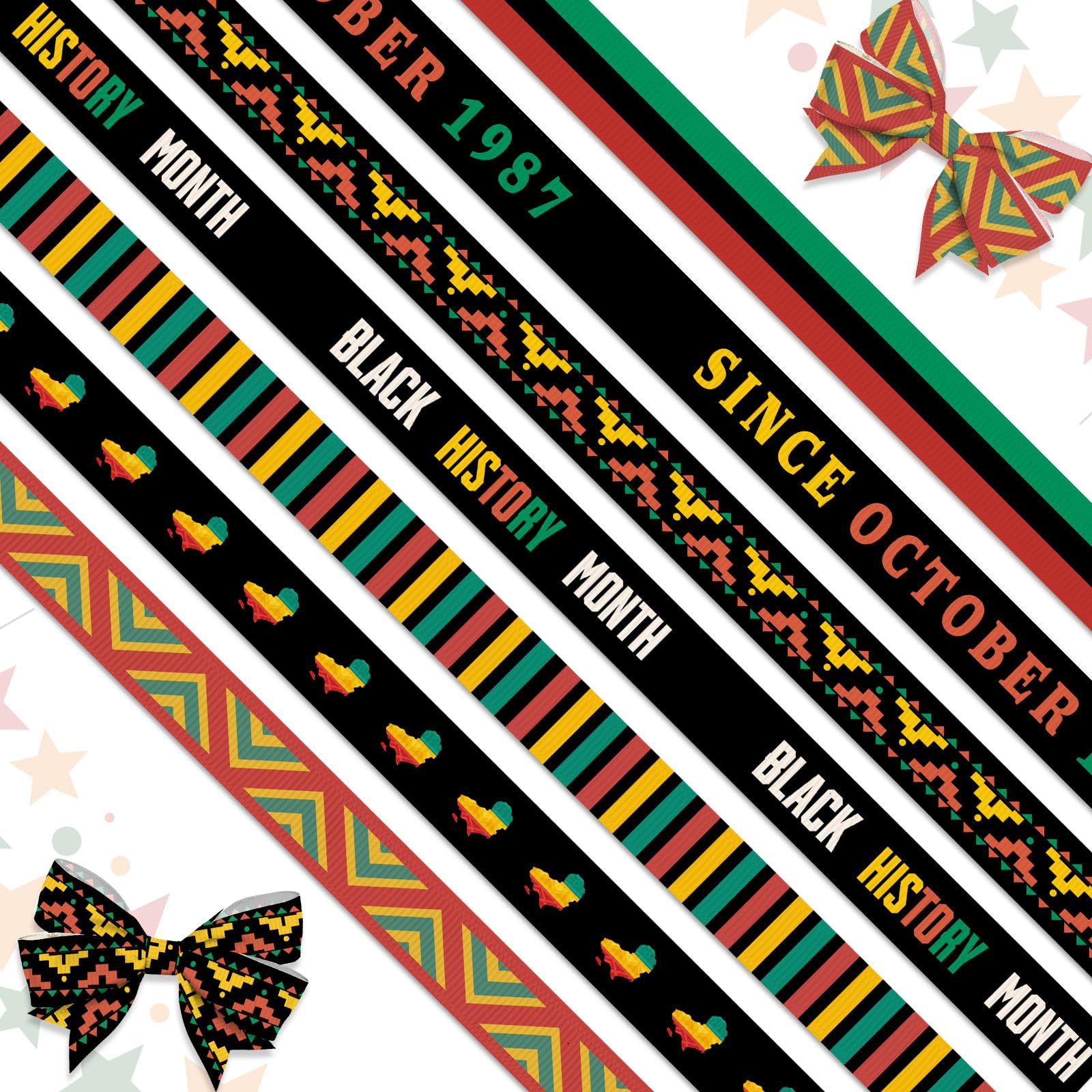 Amazon.com: Hying 7 PCS Black History Month Ribbons for Crafting, 3/8 ...