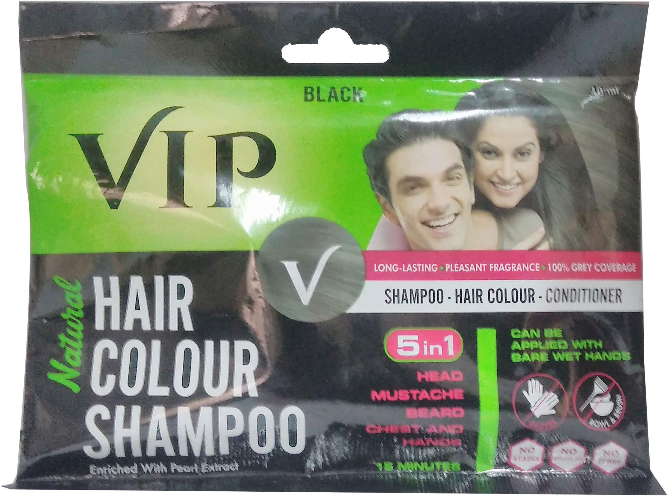 Amazon.com: VIP NATURAL HAIR COLOUR SHAMPOO BLACK - 3 IN 1 SHAMPOO HAIR ...