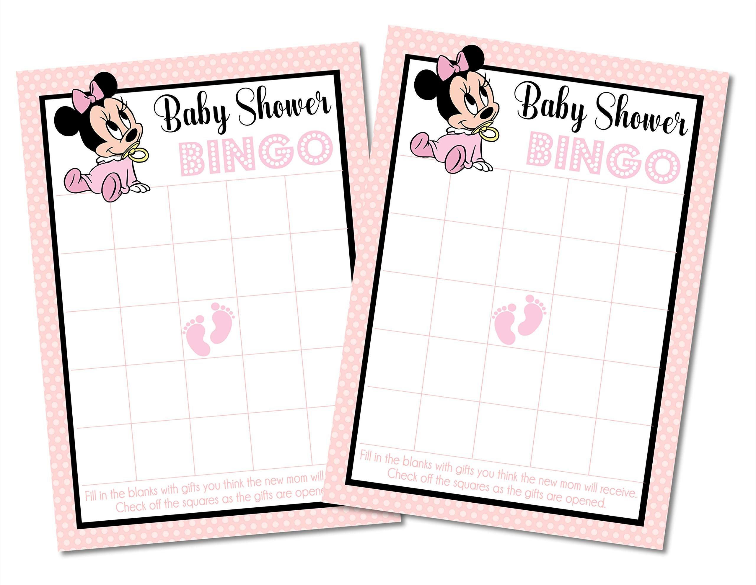 Buy Minnie Mouse Inspired Baby Shower Bingo Game Cards - Set of 20 ...