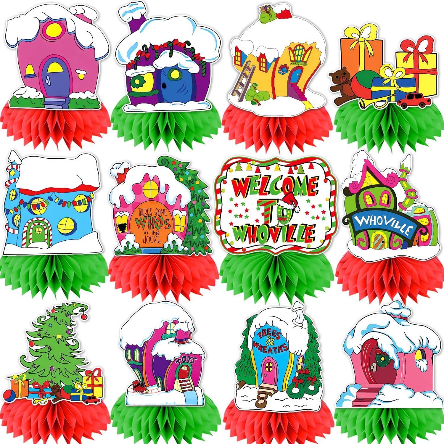 Amazon.com: Whoville Christmas Decorations, 12 Pcs Welcome to Whoville ...