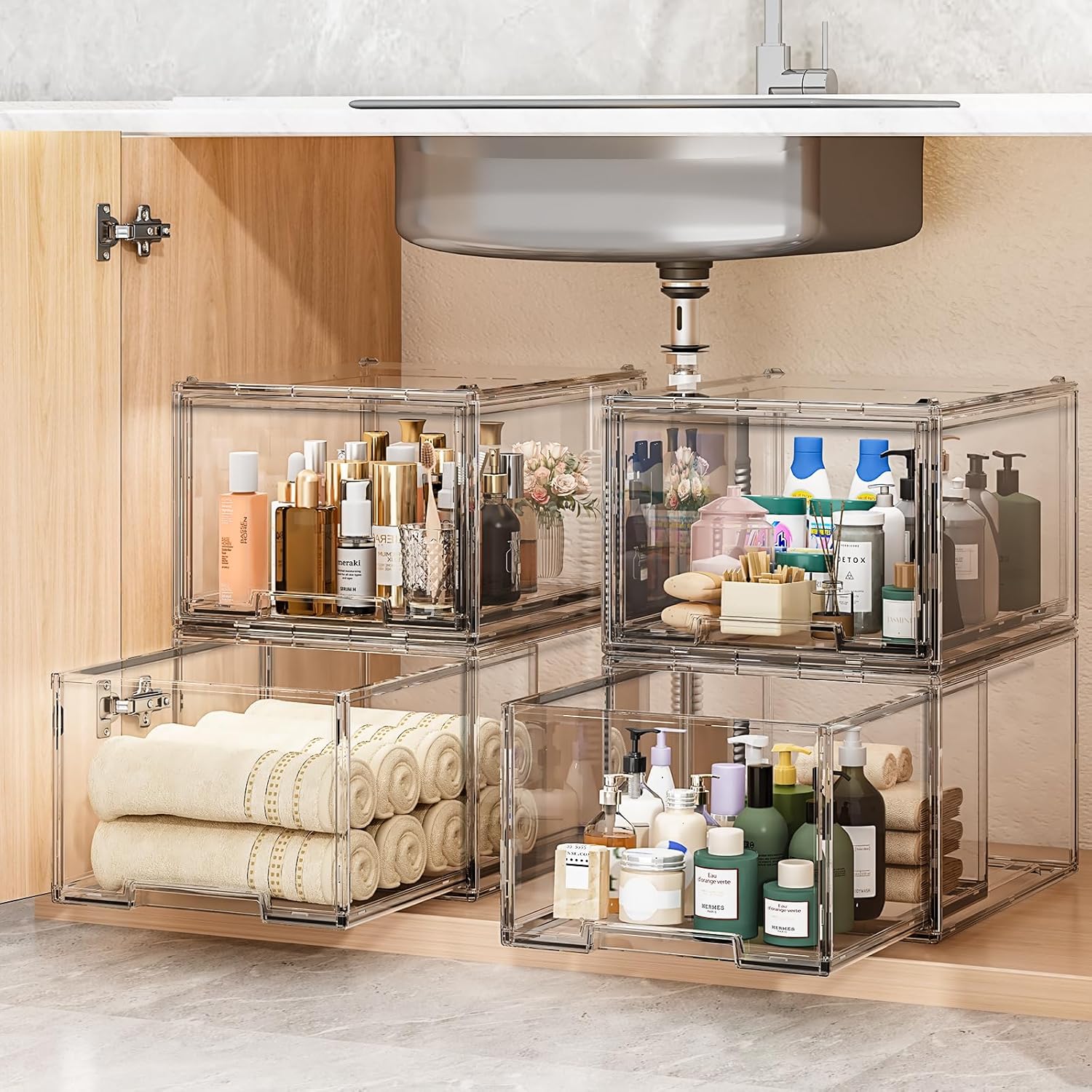 Amazon.com: MSHOMELY 3 Pack Large Stackable Storage Drawers, Clear ...