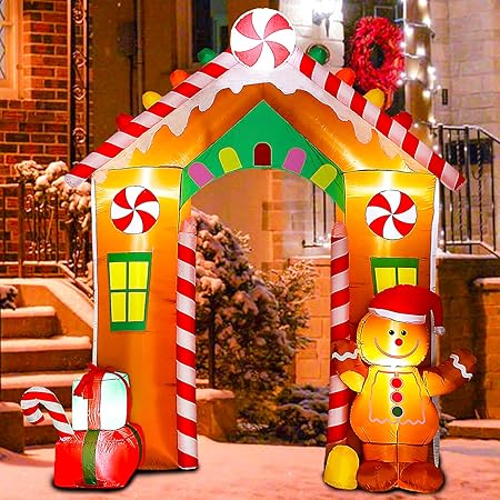 Amazon.com: Joiedomi Christmas Inflatable Gingerbread House Archway 10 ...