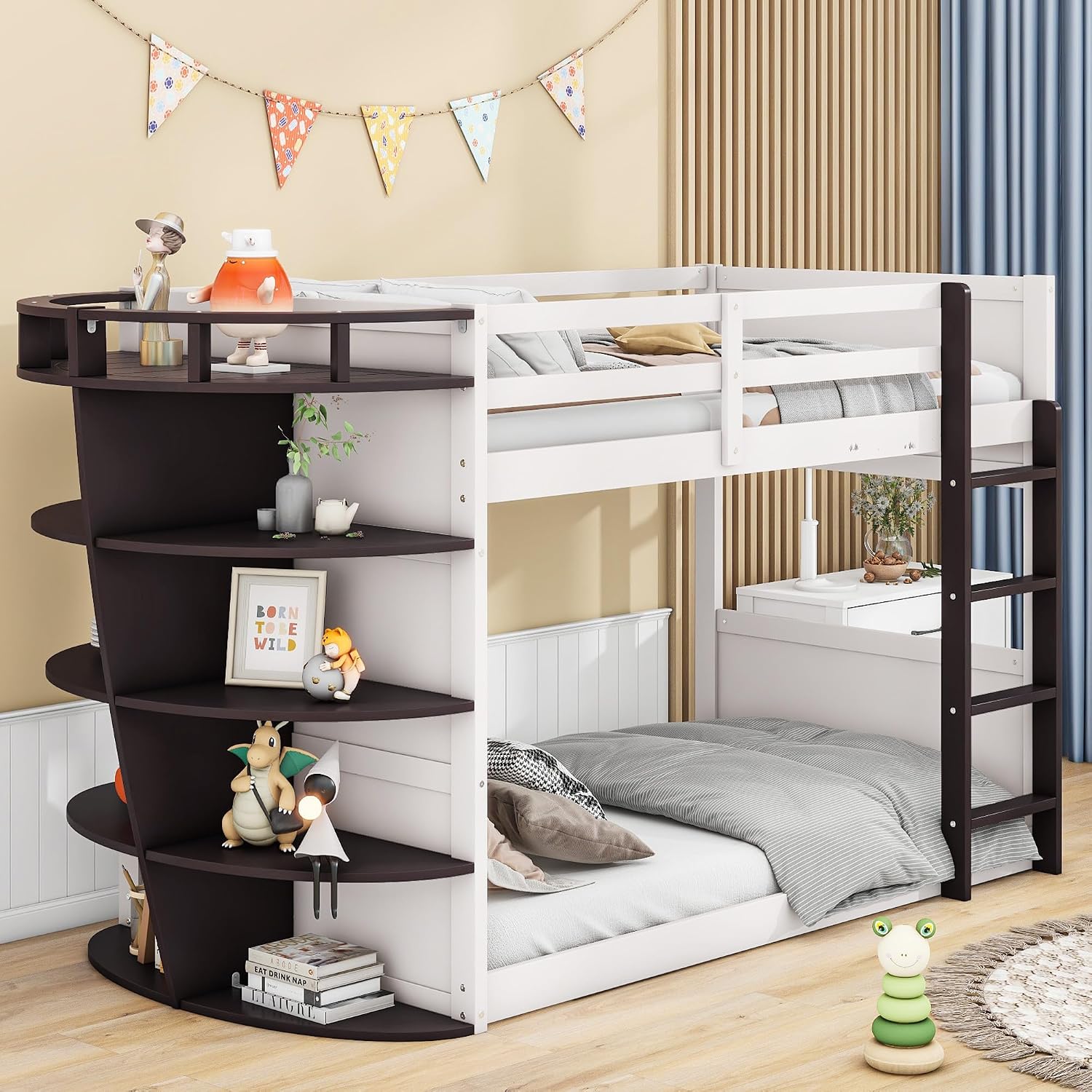 Amazon.com: Harper & Bright Designs Twin Over Twin Bunk Bed with ...