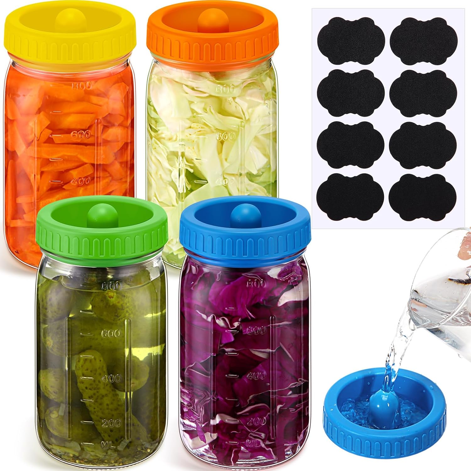 Amazon.com: Honeydak 4 Pack Pickle Airlock Fermentation Lids Mason Jar ...