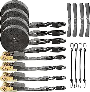 Amazon.com: LISHINE 4 Pcs 1 Inch Ratchet Straps Heavy Duty 20ft Tie ...