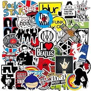 Amazon.com: 100 Pcs Rock Band Stickers Music Car Vinyl Waterproof ...