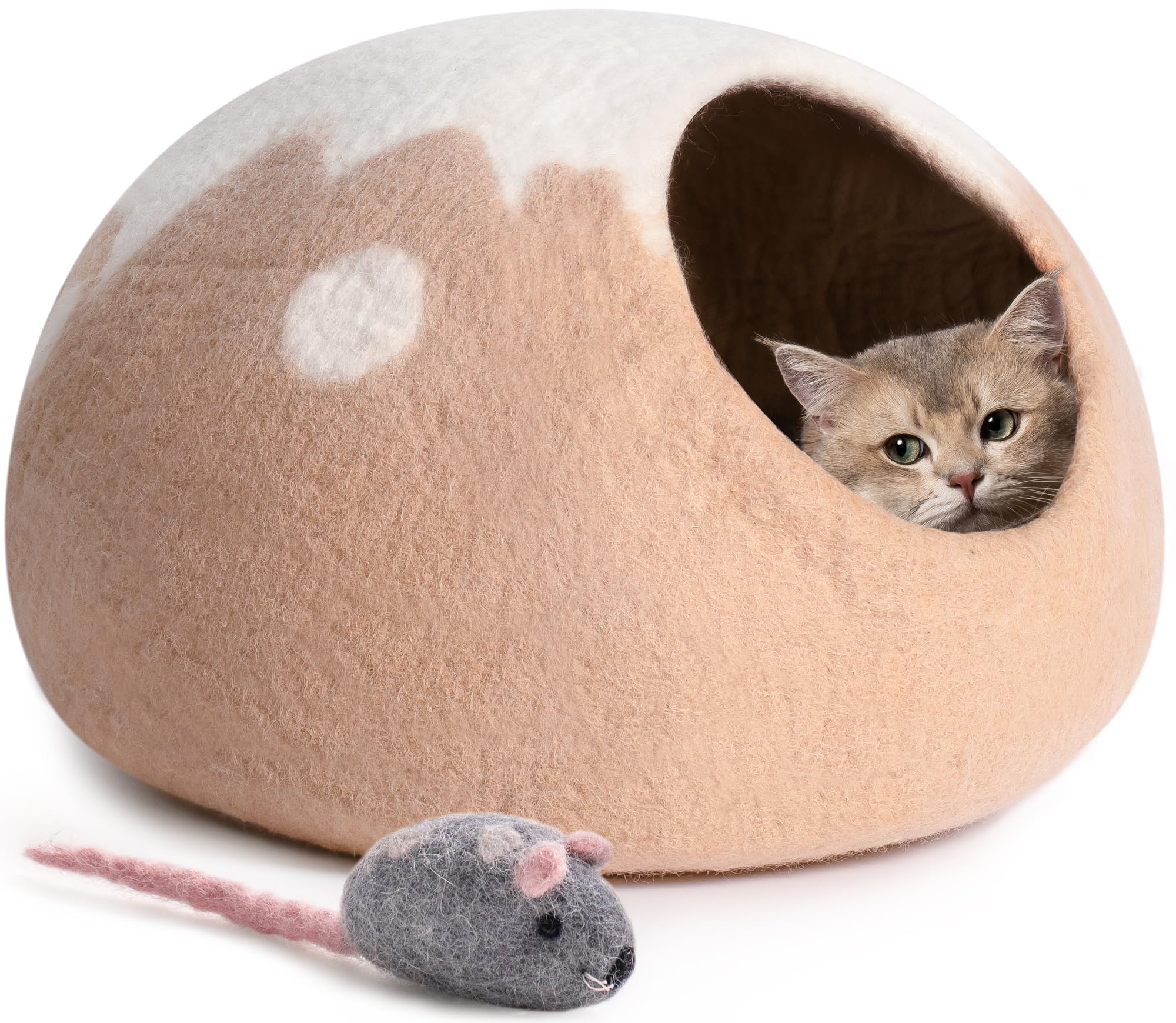 Snapklik.com : Cat Cave Bed -Handmade Wool Cat Bed Cave