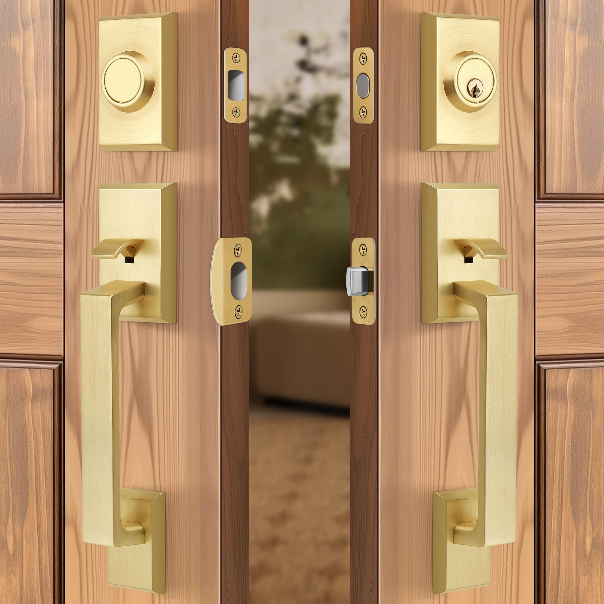 LOQRON Double Front Door Lock Set, Keyed Entry Front Door Handleset ...