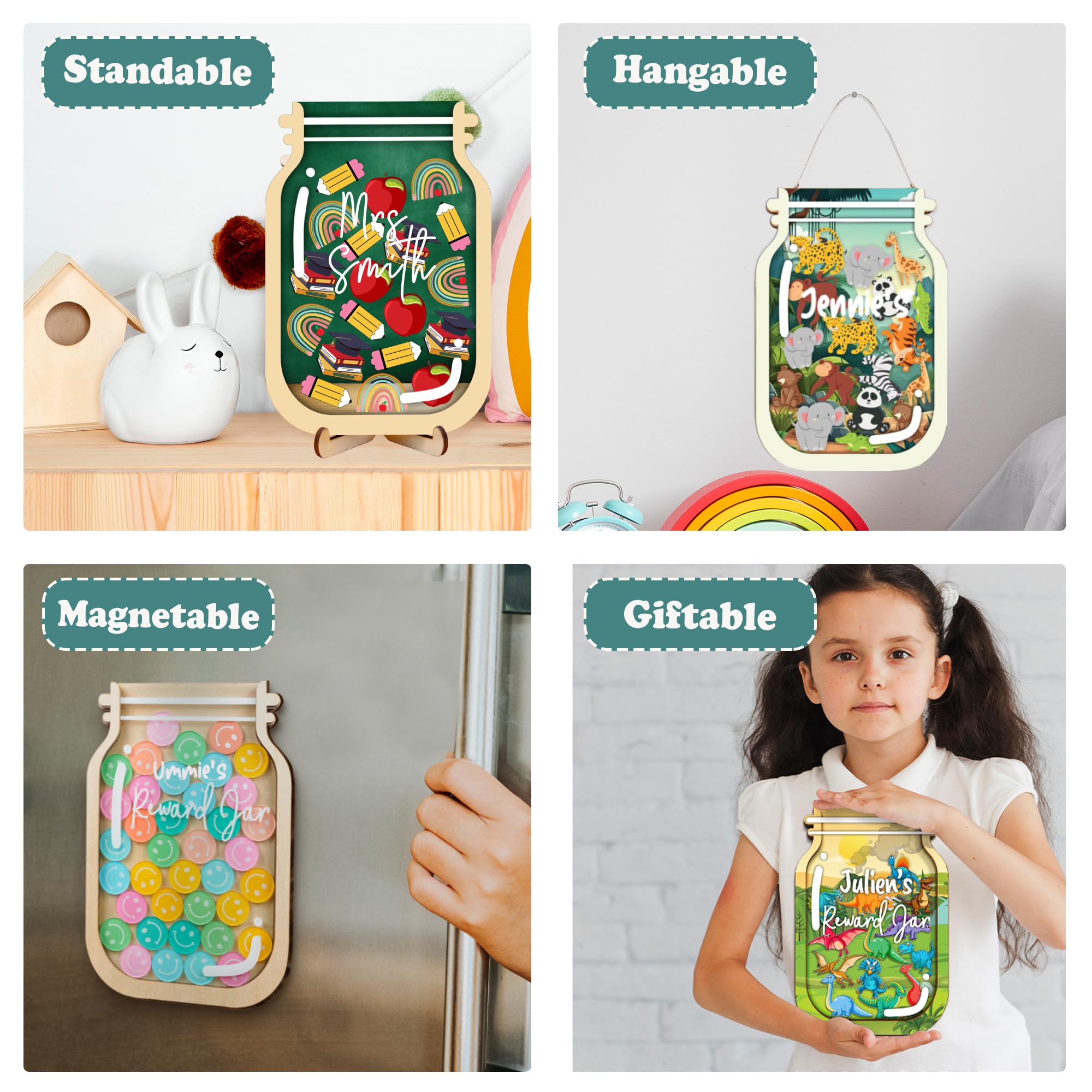 Snapklik.com : Large 11"x8" DIY 60 Tokens School Magnetic Reward Jar ...