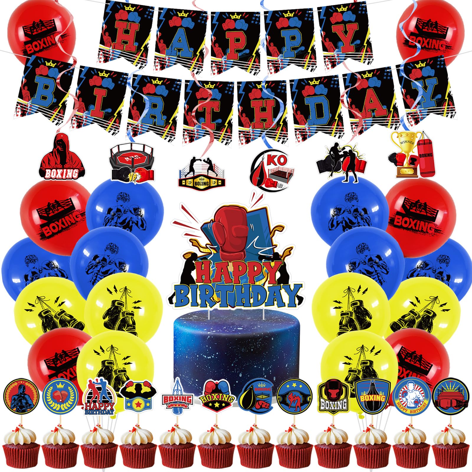 Amazon.com: Boxing Birthday Party Supplies, Boxing Birthday Decorations ...