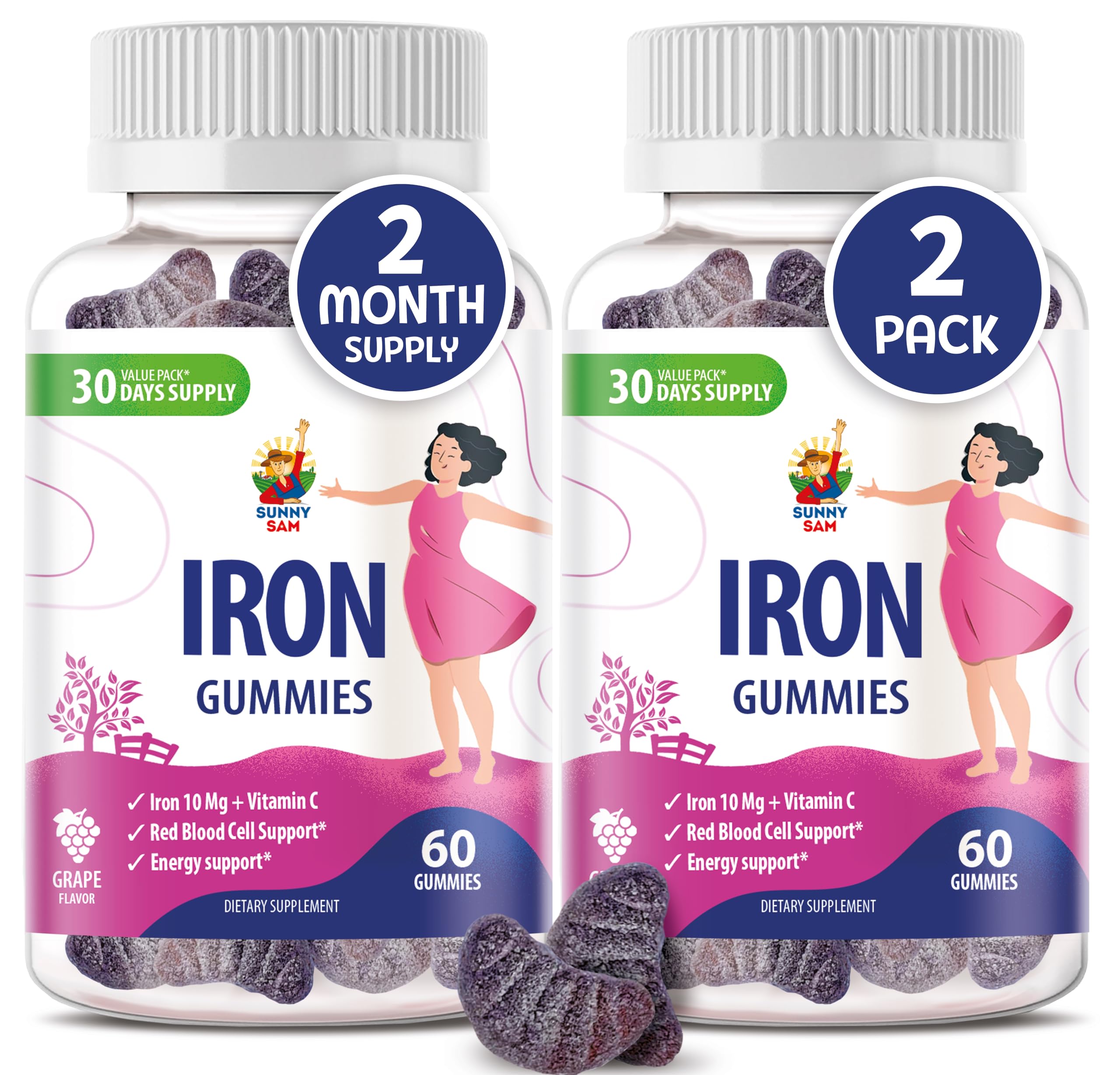 Amazon.com: SUNNY SAM Iron Gummies for Kids & Adults - Iron Vitamins ...