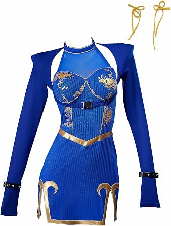 Amazon.com: miccostumes Women's Costume Fighter Cosplay Halter Dress ...