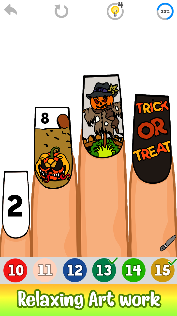 Halloween Nails Color by Number - Girls Paint + Glitter + Crayon + Oil ...