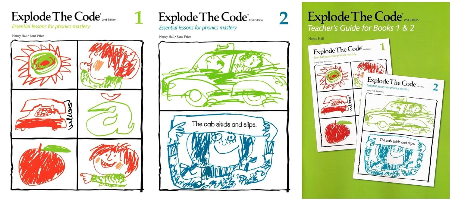 Explode the Code Book 1, Book 2 and Teacher's Guide for Book 1&2 (2nd ...