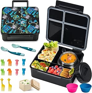 Amazon.com: JSLOVE Bento Lunch Box with Leak Proof Thermos Food Jar for Kids, Food Lunch ...