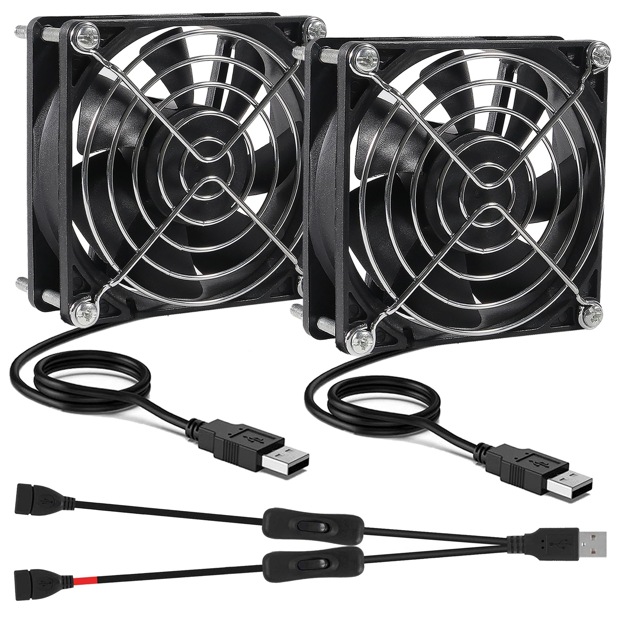 Amazon.com: ALAMSCN 2pcs Quiet 80mm USB Fan 5V 8025 80x25mm Portable ...