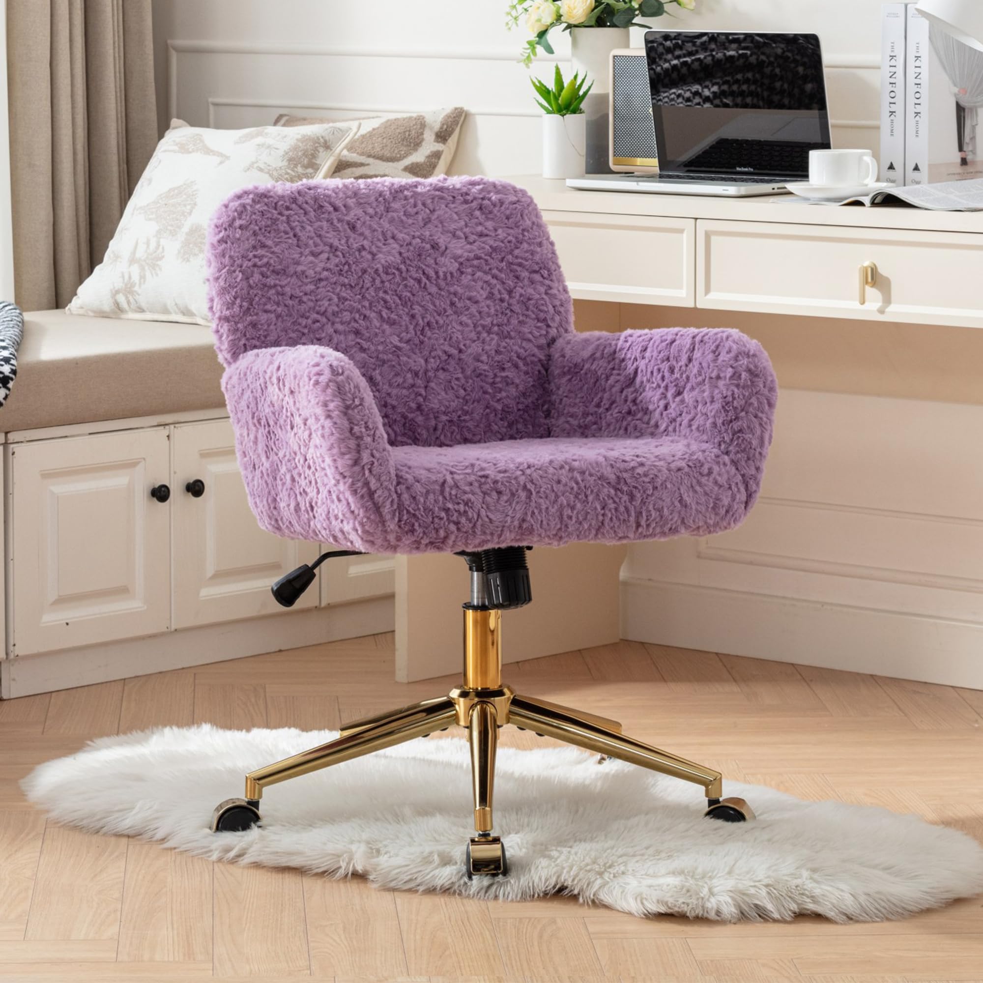 Amazon.com: HomVent Faux Fur Desk Chair, Modern Furry Cute Office Desk ...