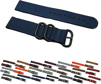 Amazon.com: HNS 2 Pieces 20mm Navy Heavy Ballistic Nylon Watch Strap 3 ...
