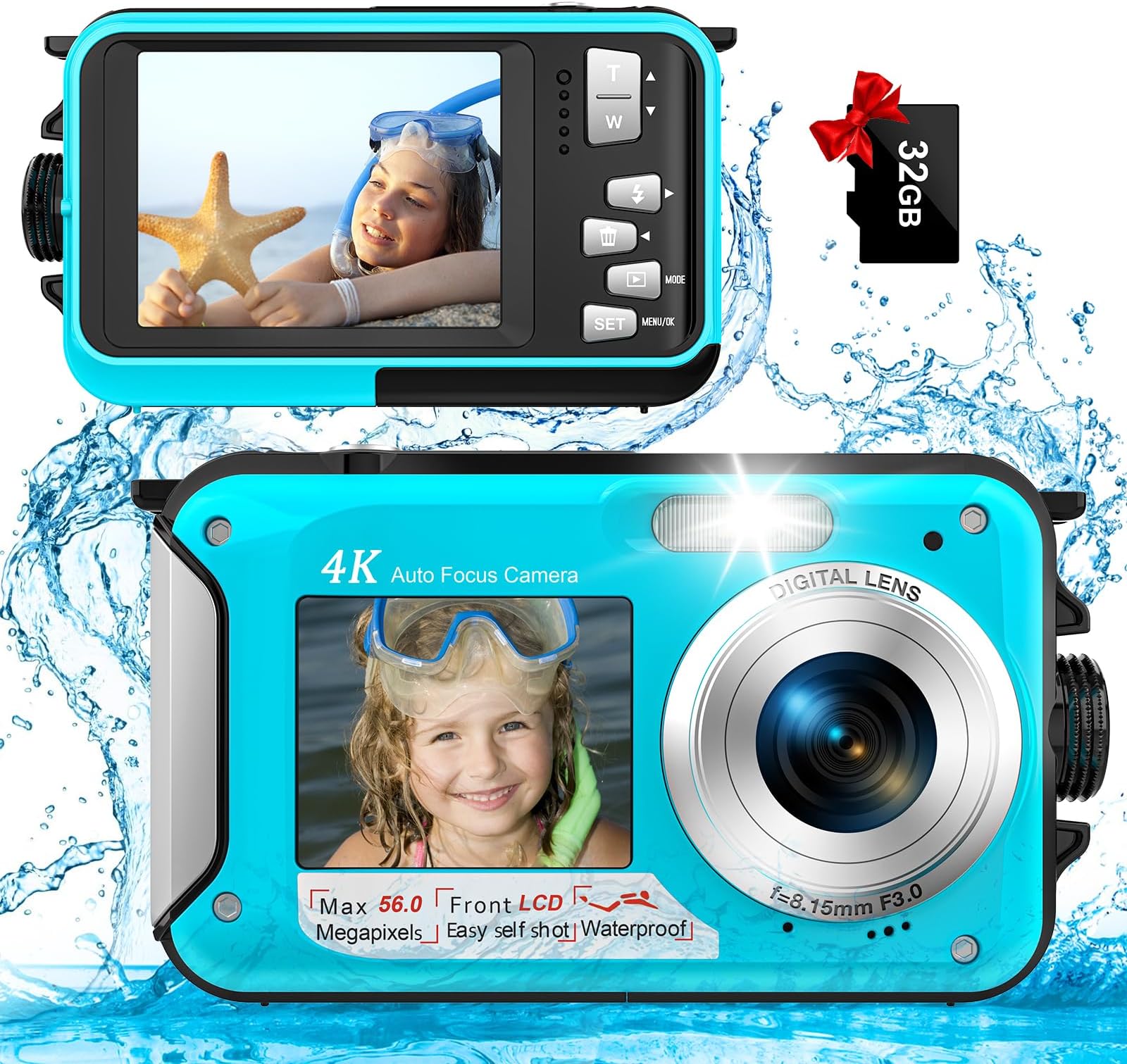 Amazon.com : SPUNALP 8K UHD Underwater Camera 33FT Autofocus 70MP ...